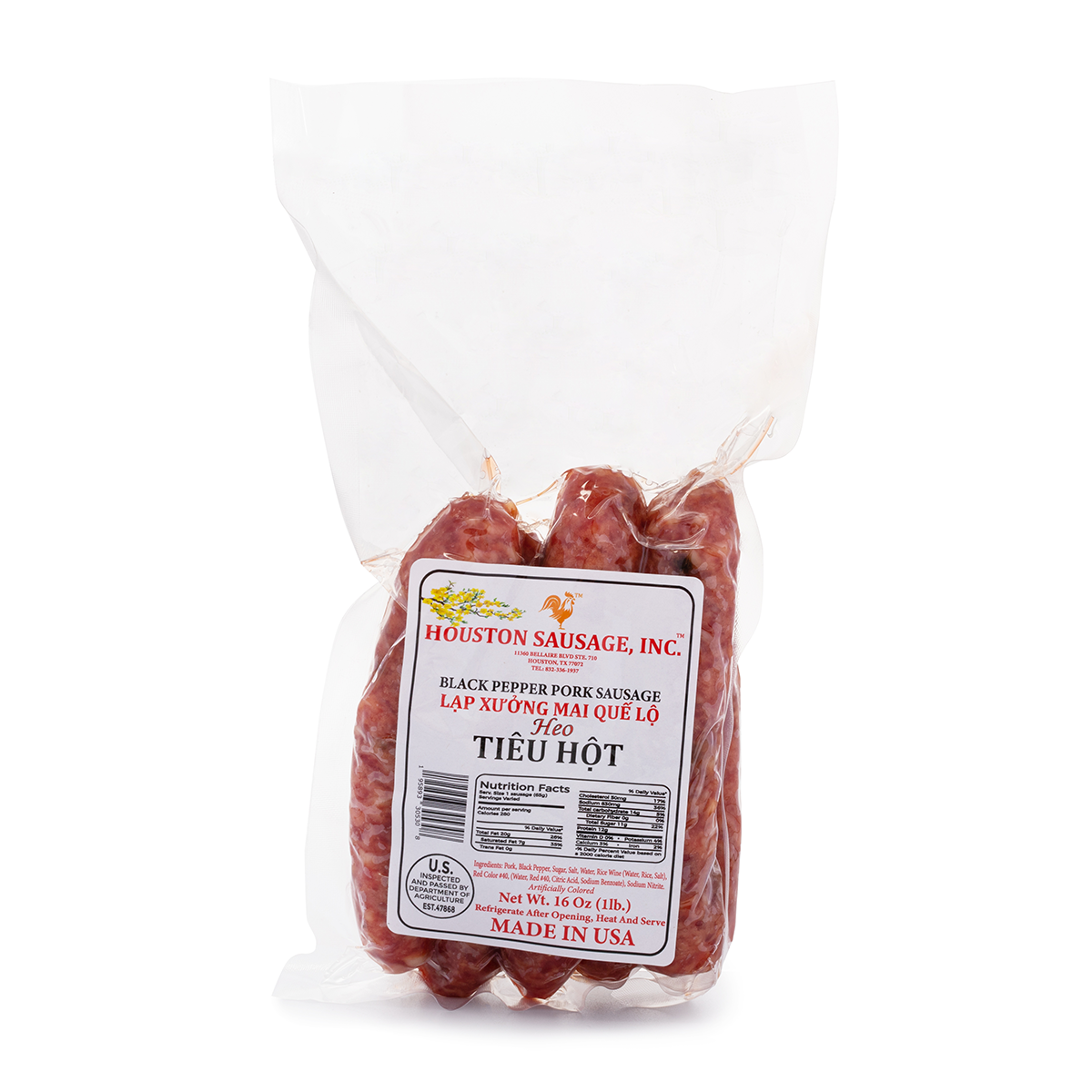 Houston Sausage Black Pepper Pork Sausage - Weee!