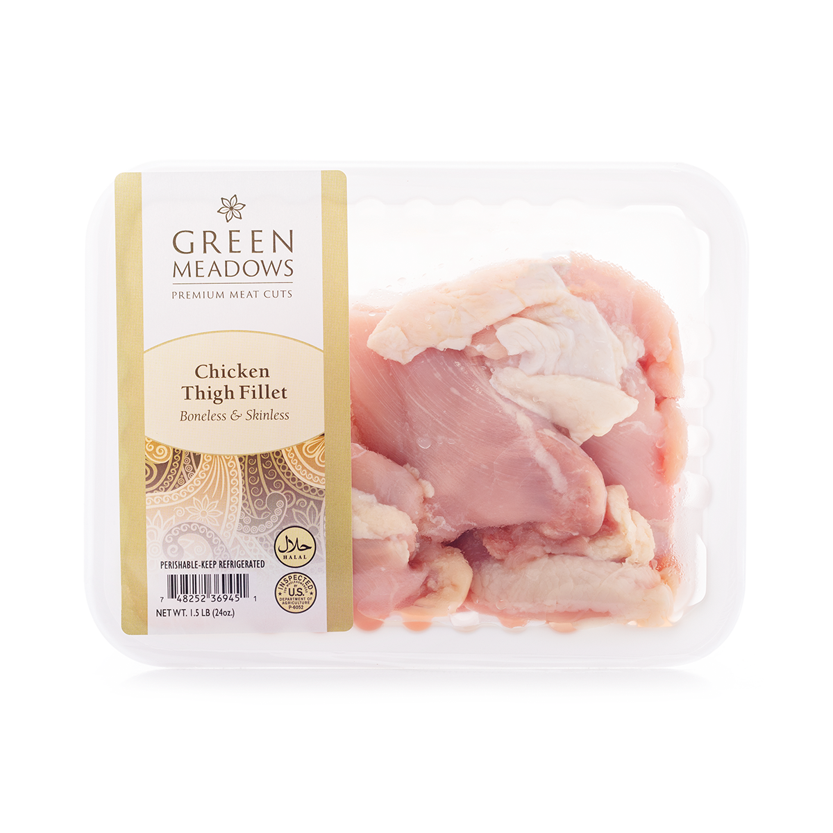 Get Green Meadows Halal Chicken Thigh Fillet, Boneless & Skinless ...