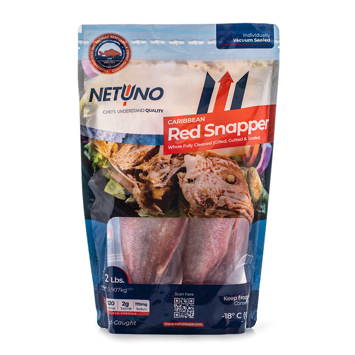 NETUNO Caribbean Whole Red Snapper, Gilled, Gutted and Scaled - Weee!