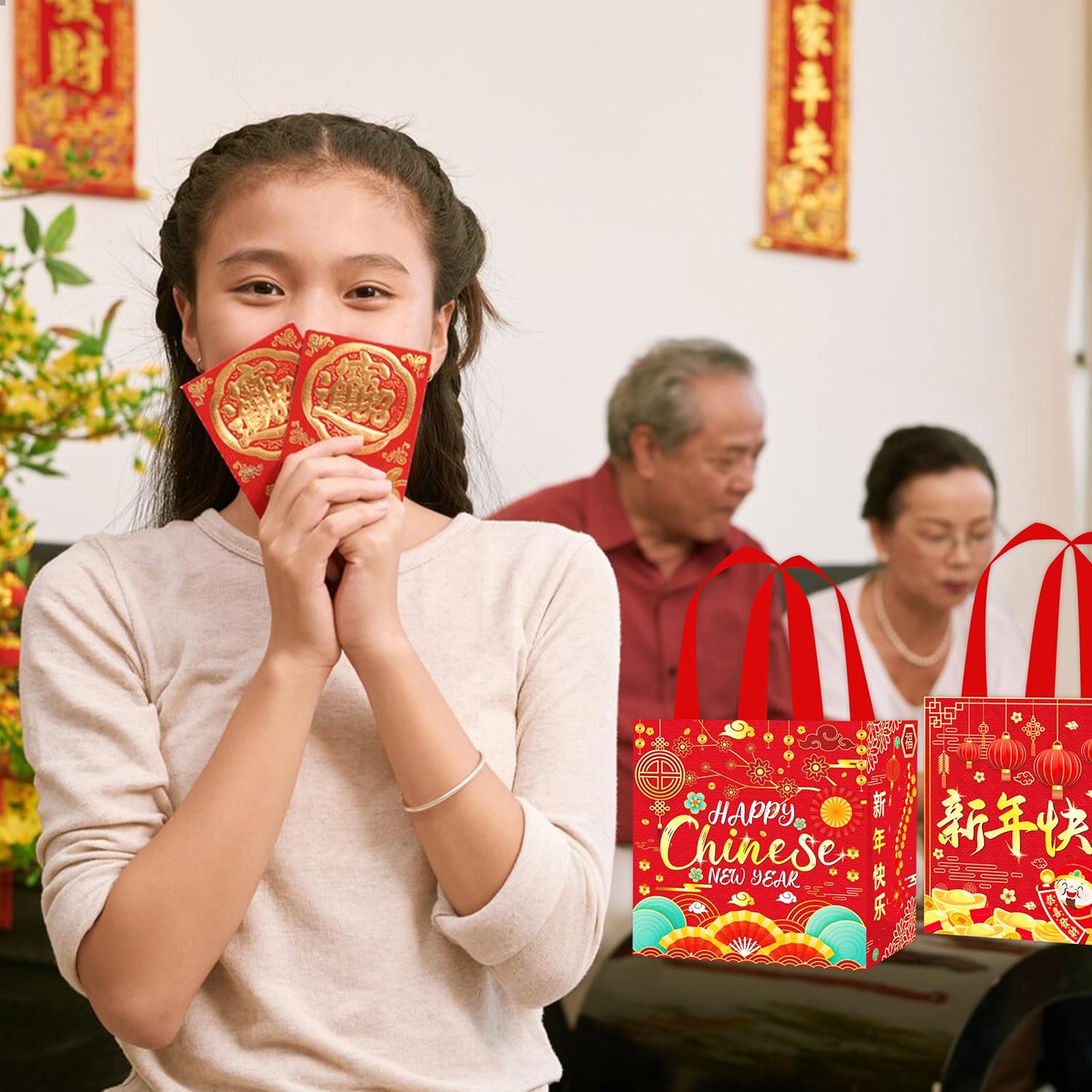 Get 12pcs Lunar New Year Party Gift Treat Bags 1 each Delivered | Weee ...