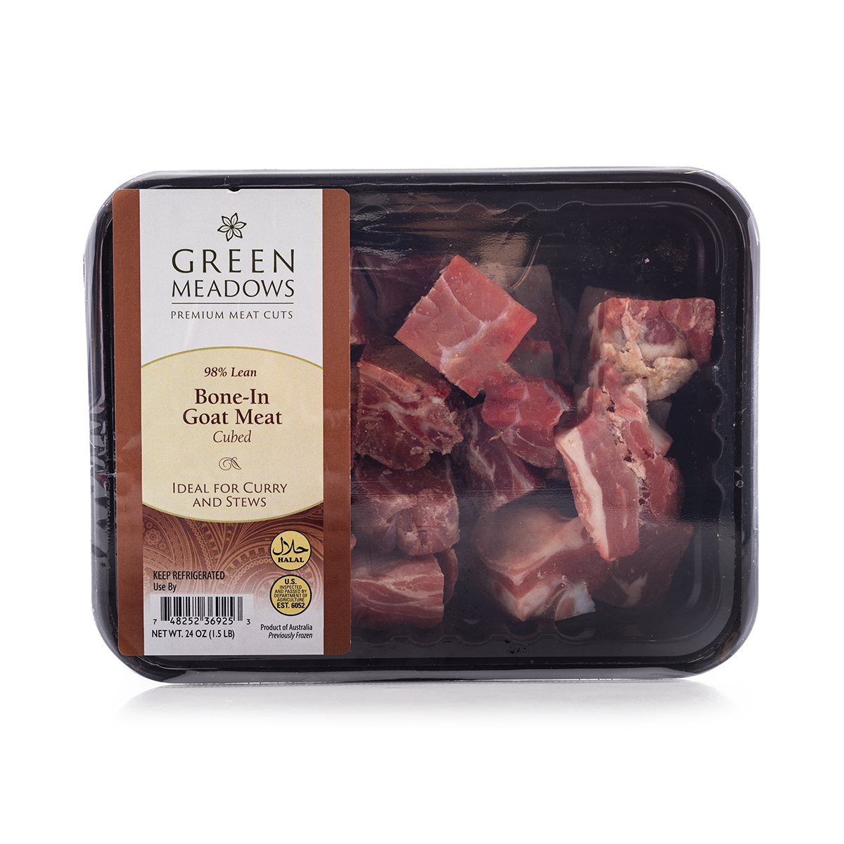 Get Green Meadows Bone-In Goat Meat Cubed, Frozen Delivered | Weee ...