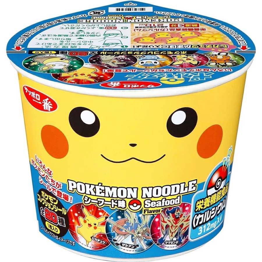 Sapporo Ichiban Pikachu Mini Cup Noodles for Kids Seafood Flavour a card - Weee!