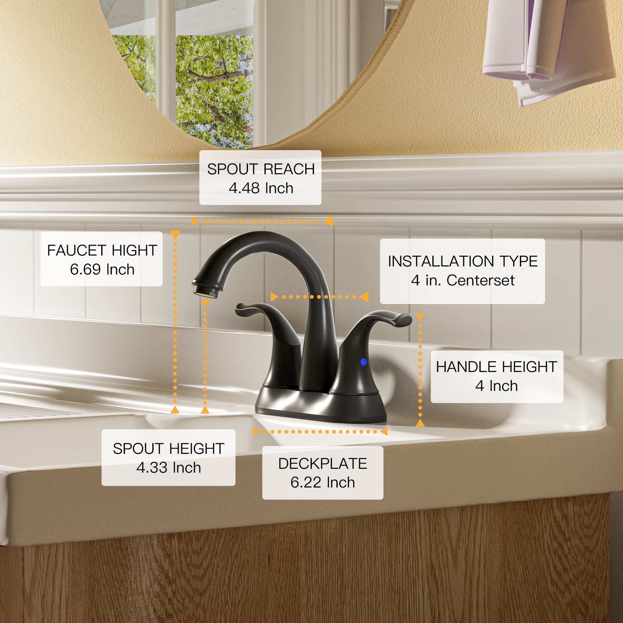 4 in. Center Set 2-Handle Bathroom Faucet with Drain Kit Included in ...