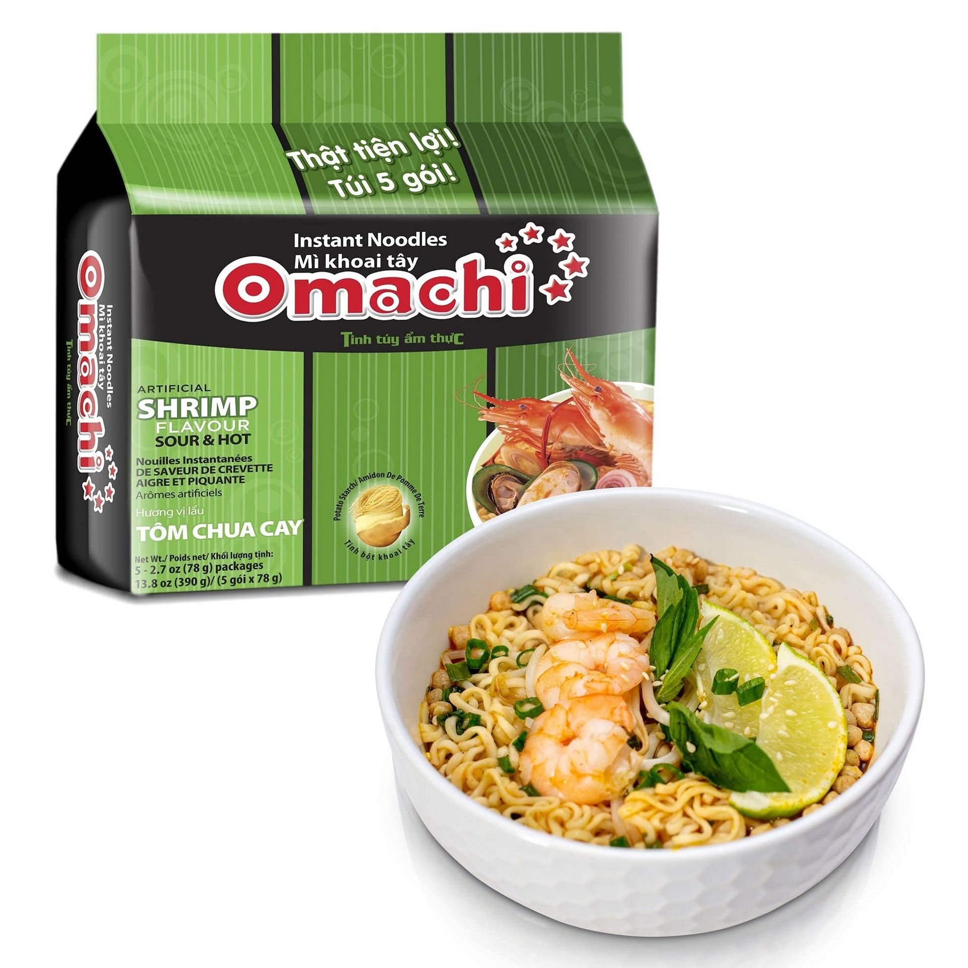 OMACHI Instant Noodle Hot Sour Shrimp 6 Boxes - Weee!