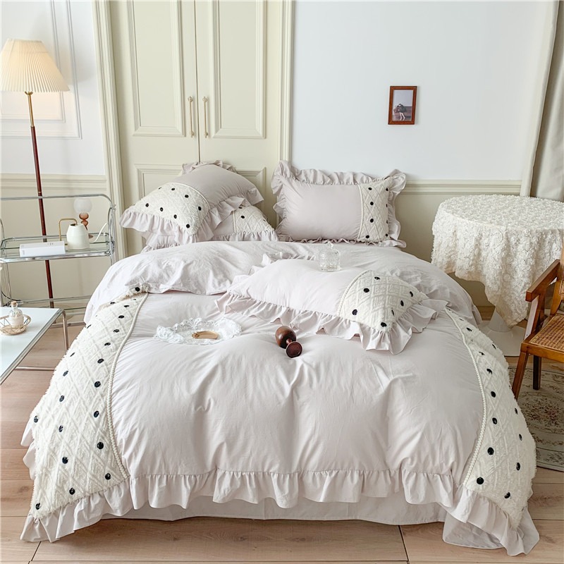 LULLABUY Princess Style Chiffon Bedding Set Cement Twin Size - Weee!
