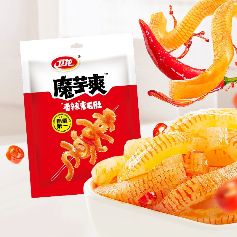 Get Wei Long spicy strips of konjac are cool and spicy, 180g*1 bag of vegetarian beef omasum ...