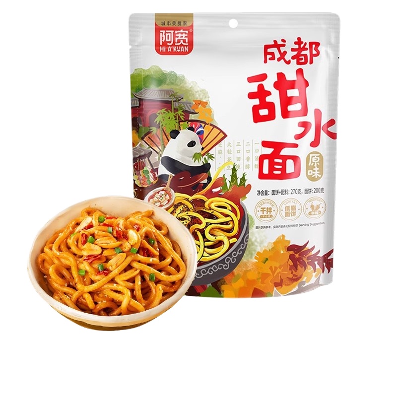 阿宽 甜水面甜辣味特色带酱免煮速食早餐泡面 270g*1袋 - Weee!