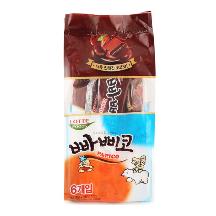 Get Lotte Papico Chocolate Ice Pouch 6pk, Frozen Delivered | Weee ...