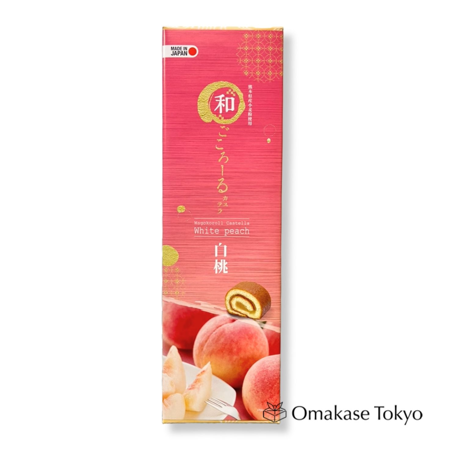 Get Wagokoroll Castella Roll Cake, White Peach Flavor Delivered | Weee ...