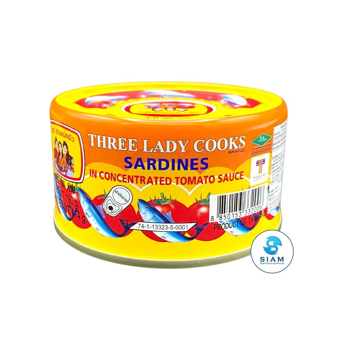 Get Three Lady Cooks Sardines in Concentrated Tomato Sauce, Halal ...