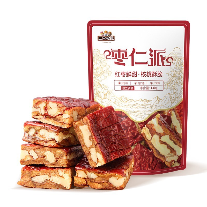 Get 【 Three squirrels _ Jujube kernel pie 130g* bag 】 Dried fruit gray jujube Delivered | Weee ...