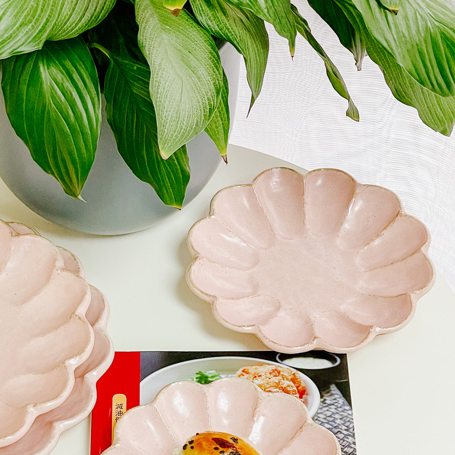 Rokuro日本小兵粉引花盤 - 蜜桃粉 17.5cm / 7" - Weee!