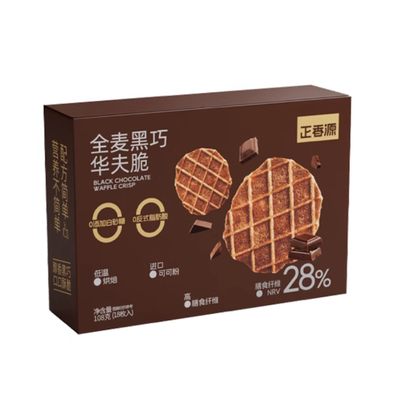 正香源全麦黑巧拿铁华夫脆108g*1盒 - Weee!