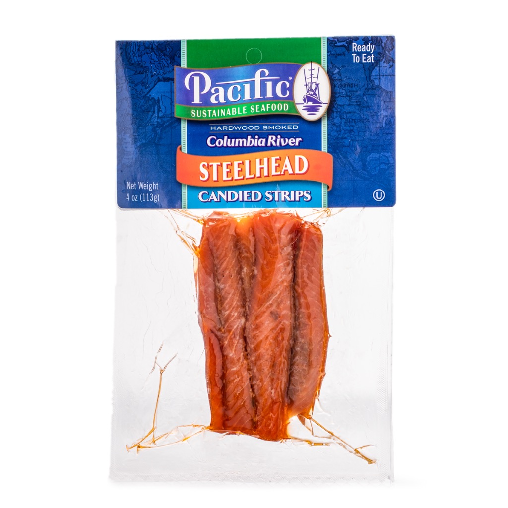 Get Pacific Seafood Steelhead Salmon Candied Strips, Frozen Delivered ...