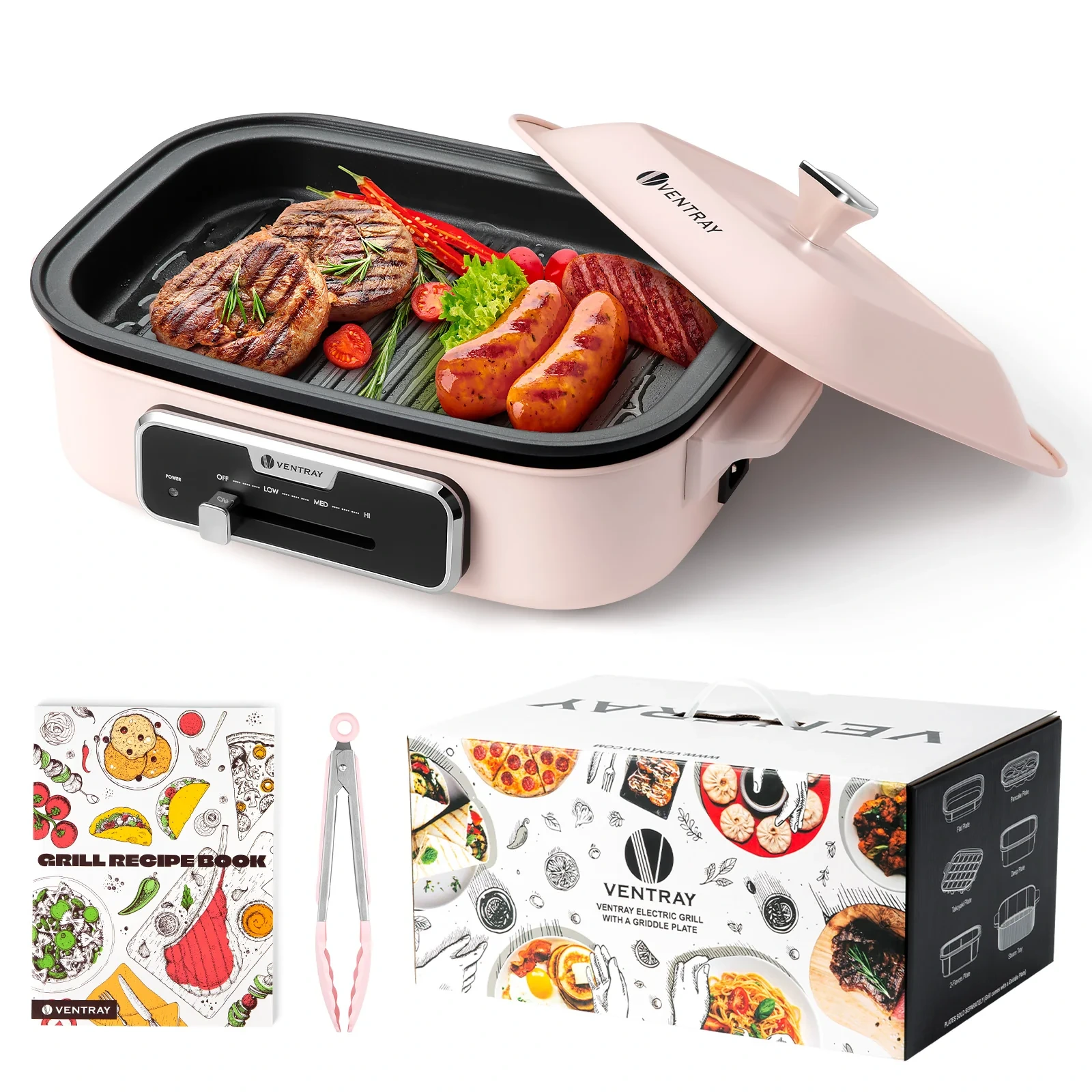 Get Ventray Electric Indoor Grill Portable BBQ-Pink Delivered | Weee ...