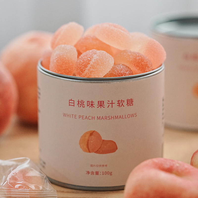 Get White peach-flavored gummy candies 100g*1 can Delivered | Weee ...