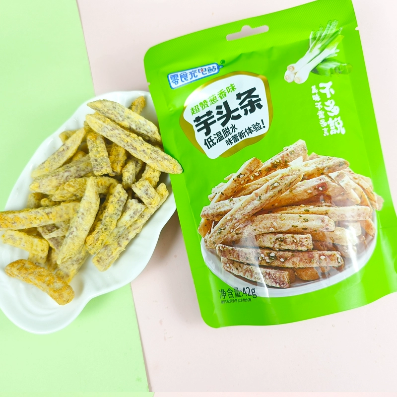 Get Original cut taro strips low-temperature dehydrated taro strips bag non-fried green onion ...