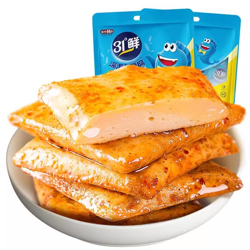 Get Yanjin Shop Fish tofu - spicy Hunan dry bean snacks 30 packets ...