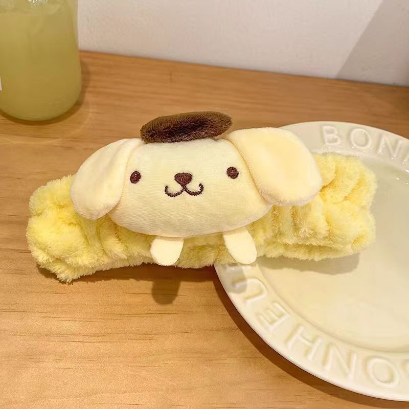 Get Sanrio Face Wash Headband Cute Headwear Plush Hair Band-Pompompurin ...