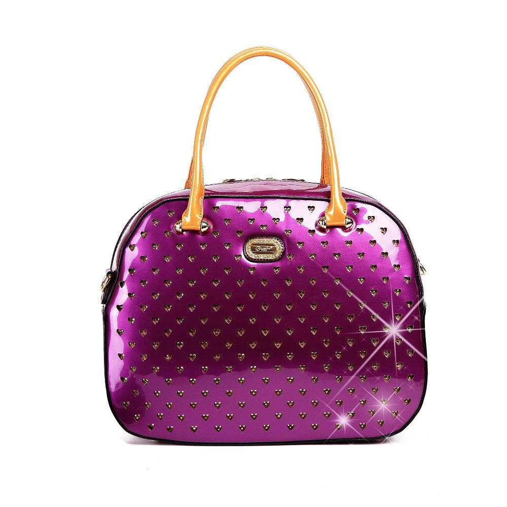 Get Starz Art Vegan Leather Retro Crystal Overnight Bag Purple [RZO8329 ...