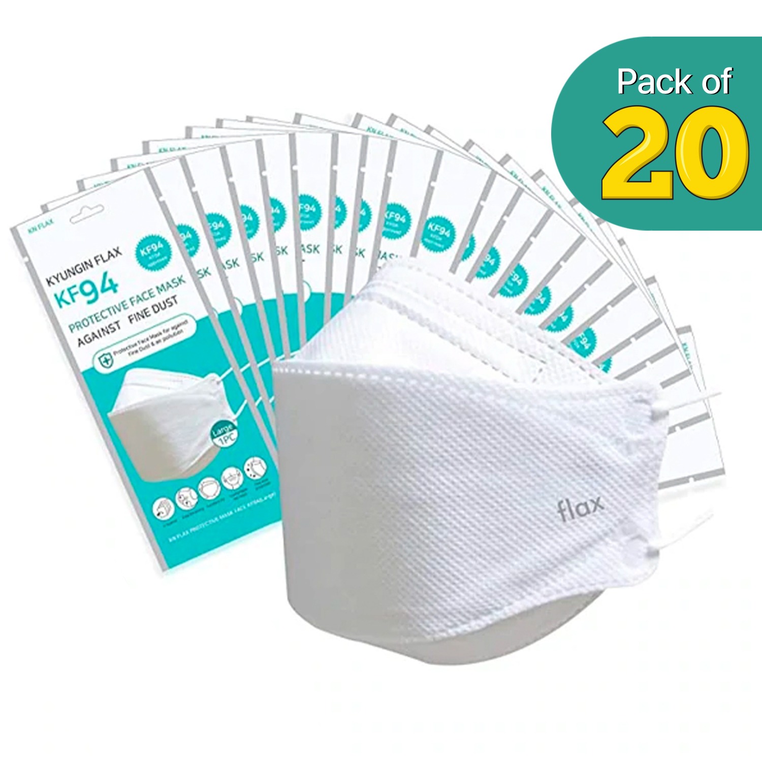 [20PCS] KN Flax KF94 Mask Made in Korea | FDA Registered - Weee!
