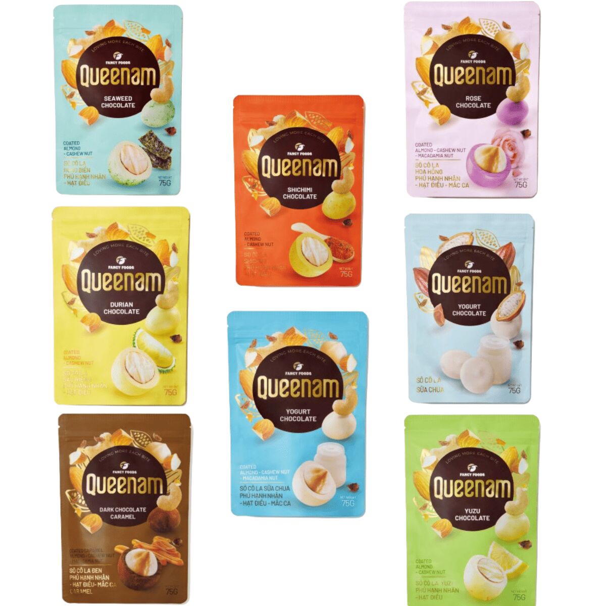 Get [Queenam] Mixed Chocolate Nuts 8 Flavors Pack 75g 8 count Delivered ...