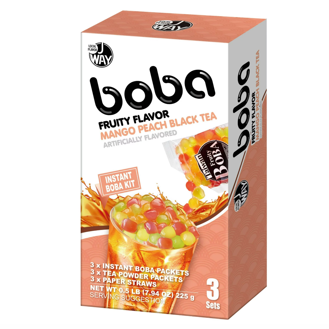 Get J WAY Instant Boba Bubble Pearl Mango Peach black Tea Kit - 3 ...