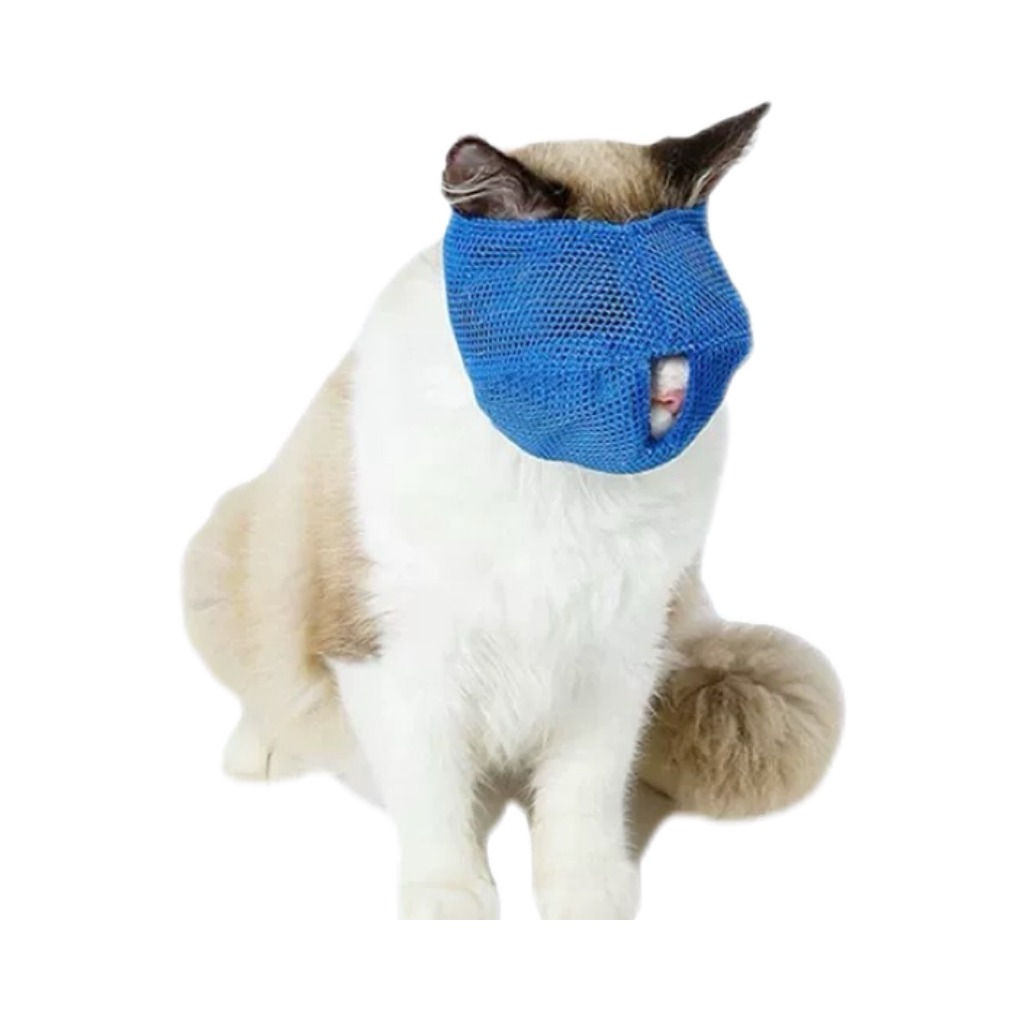 Cat Bite Prevention Head Covering - Large Blue - Weee!