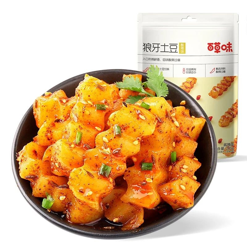 百草味狼牙土豆225g（酸辣味）烧烤土豆条蔬菜素菜即食土豆小吃零食 - Weee!