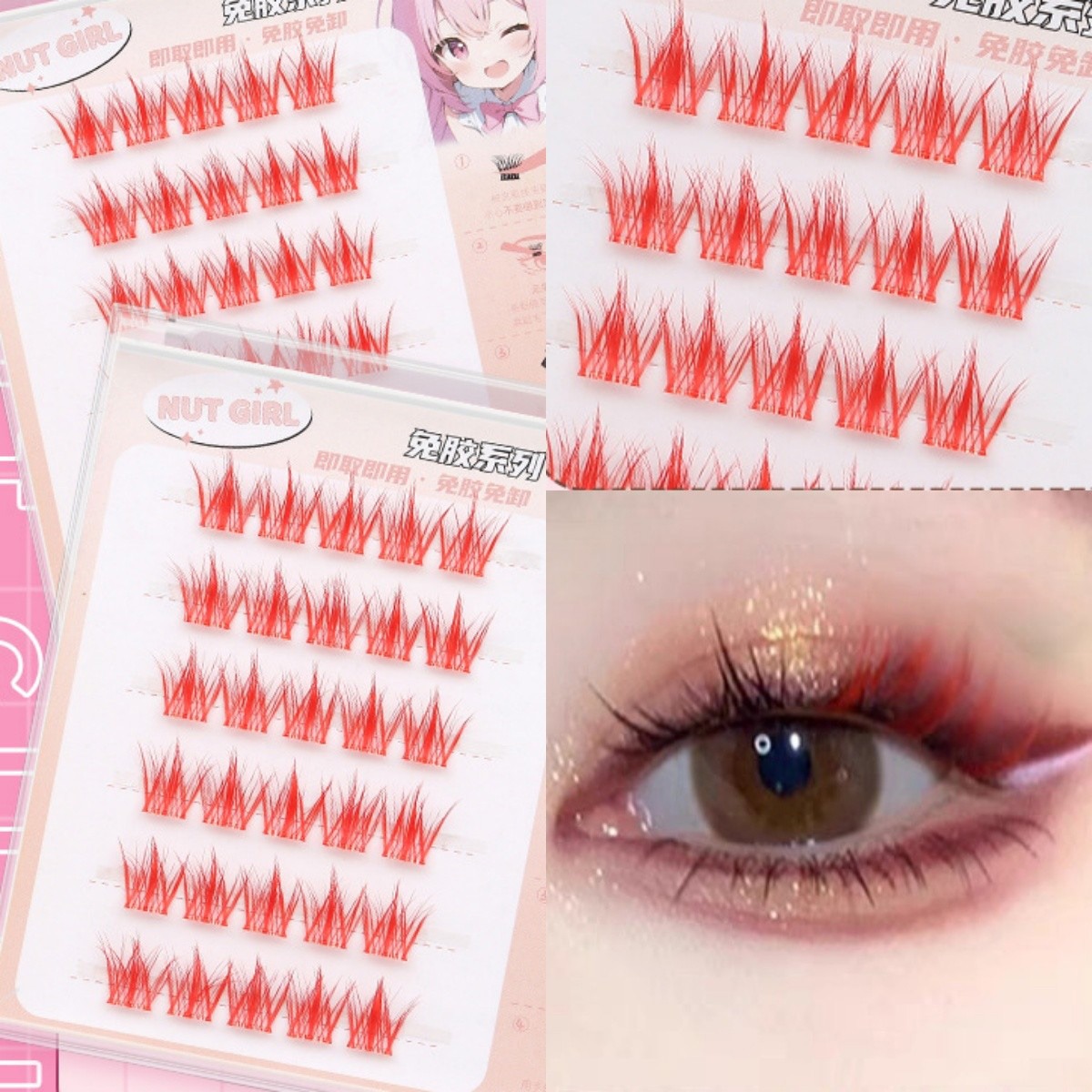 Get Glue-free false eyelashes with red padding,red Delivered | Weee ...