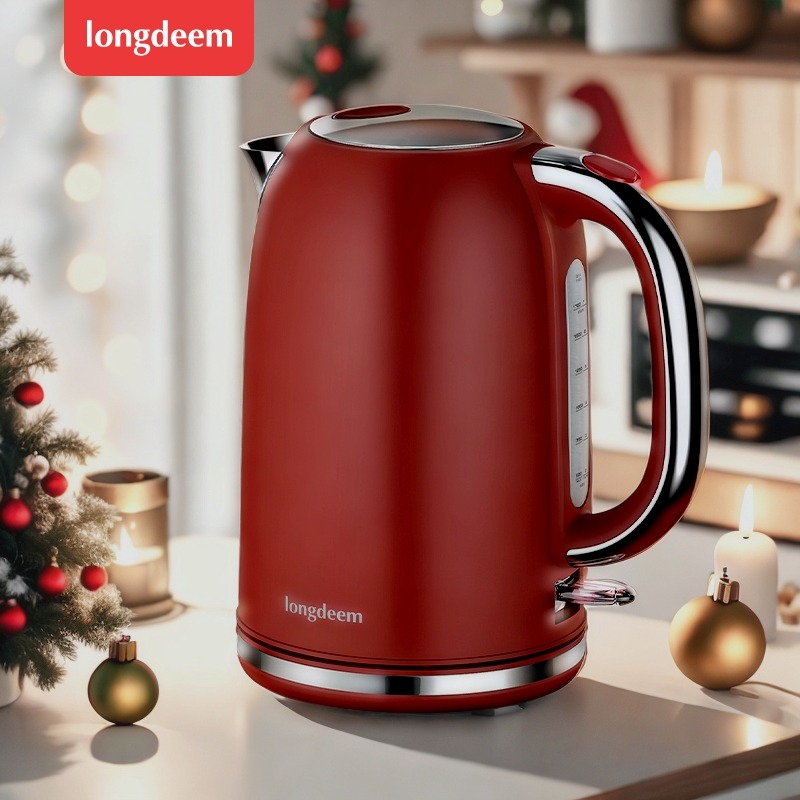Get LONGDEEM 1.7L Stainless Steel Electric Kettle, 1500W Fast Boil, Red ...