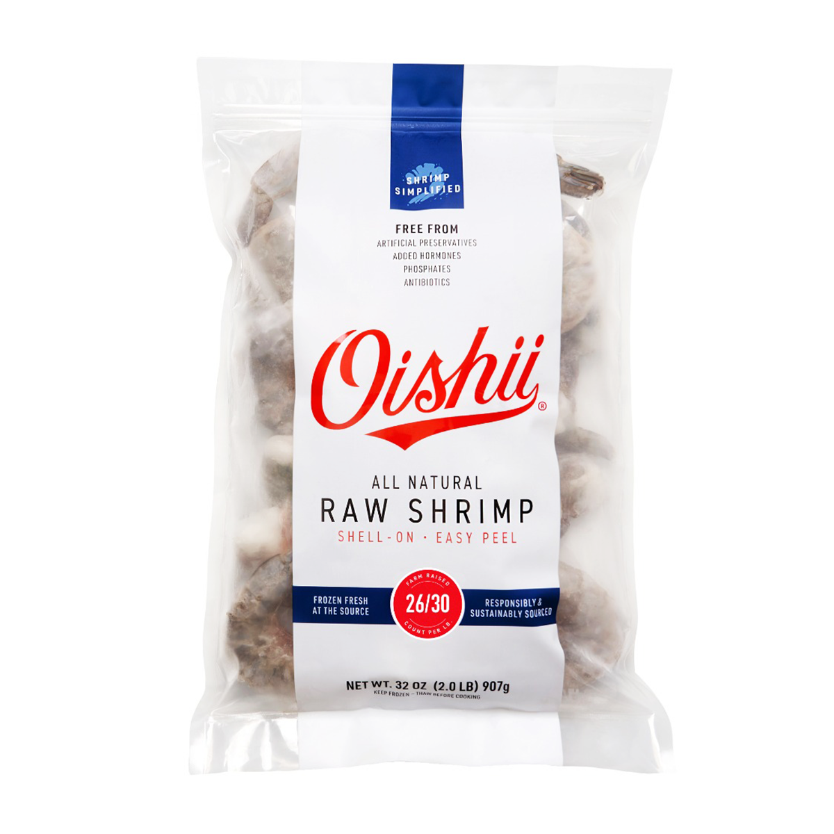 Get Oishii All Natural Thailand White Shrimp Easy Peel 26/30ct, Frozen ...