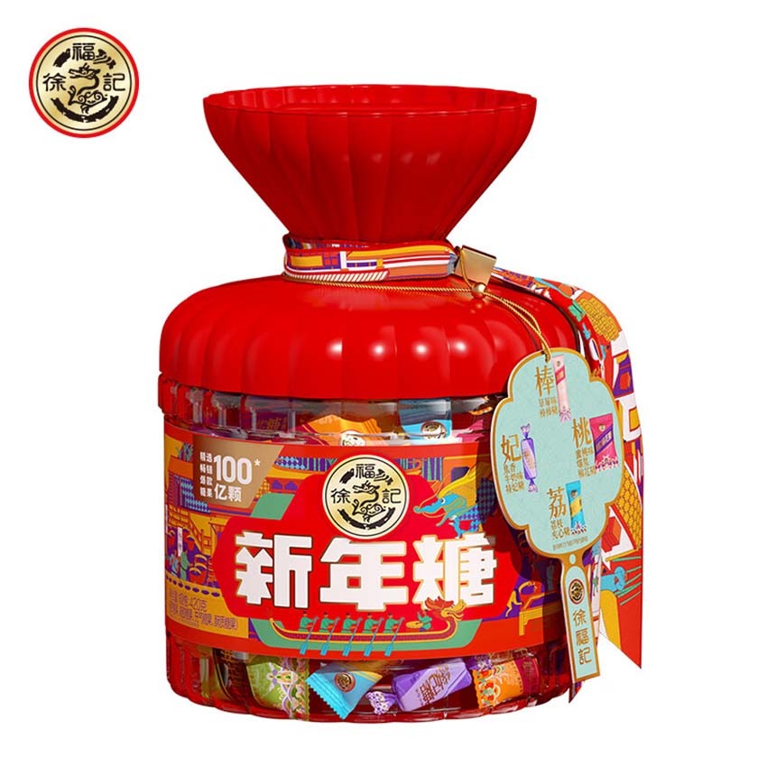 徐福记新年糖红色桶装420g*1桶 - Weee!