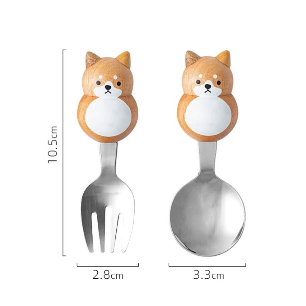 Get Japan Plumpy Cutie Animal Spoon & Fork Set(Gift Box) Shiba ...