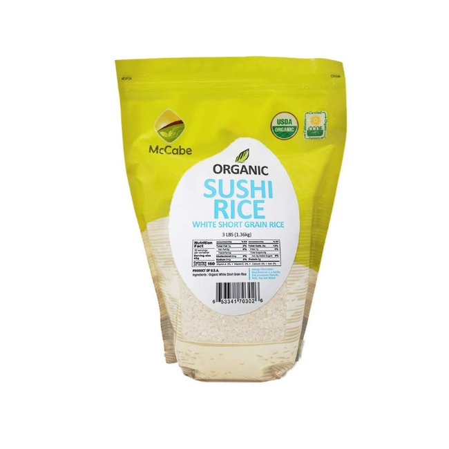 Get McCabe Organic Short Grain White Sushi Rice - 3 Lbs | USDA and CCOF ...