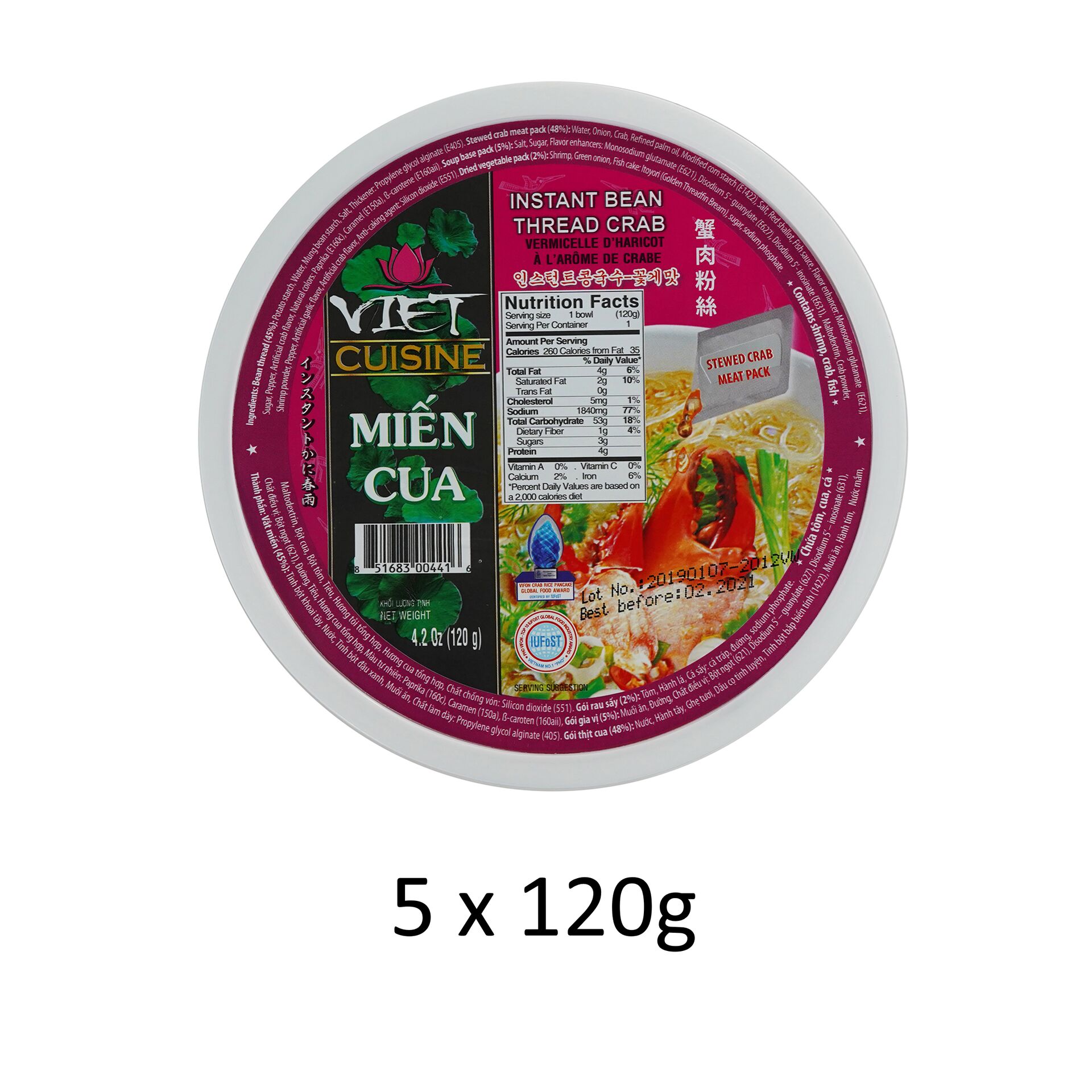 Get Viet Cuisine Crab Instant Bean Thread Noodles pack of 5 Delivered ...