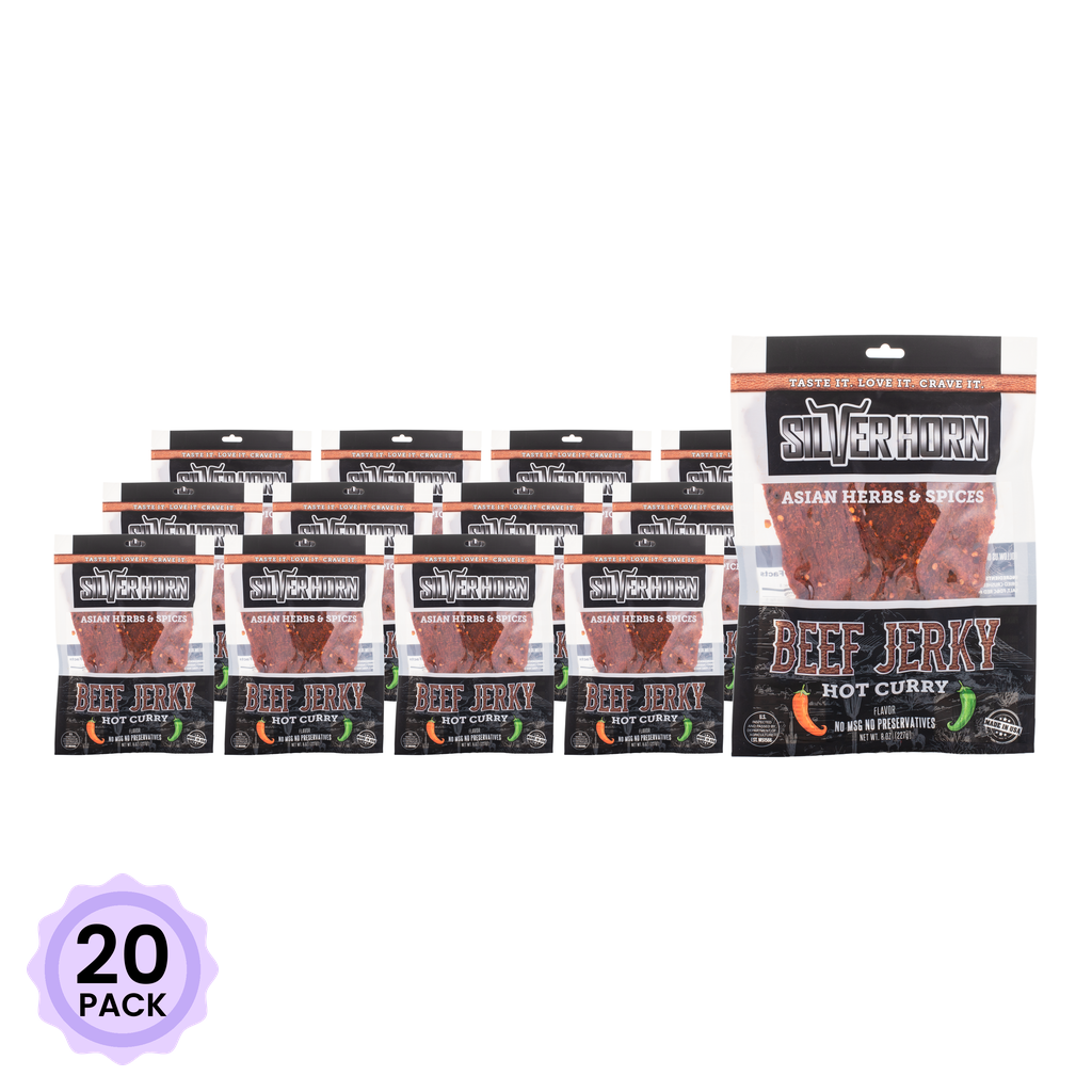 Get Silver Horn Beef Jerky, Hot Curry Flavor 8 oz*20 pack Delivered ...