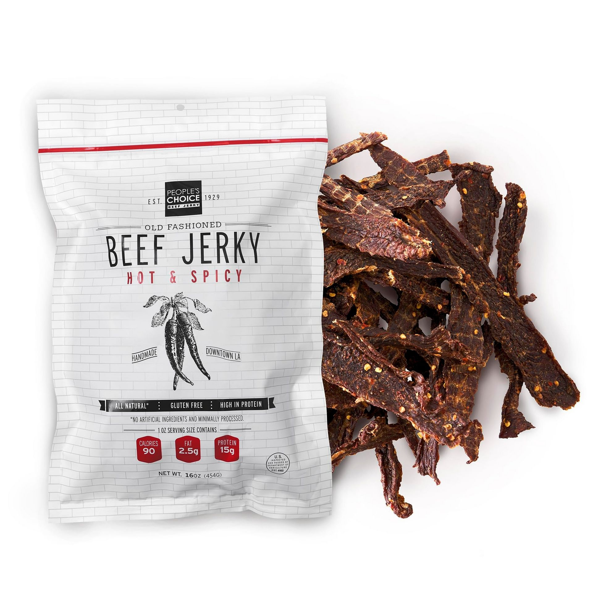 Get Beef Jerky Old Fashioned Hot&Spicy Sugar Free 16oz Delivered | Weee ...