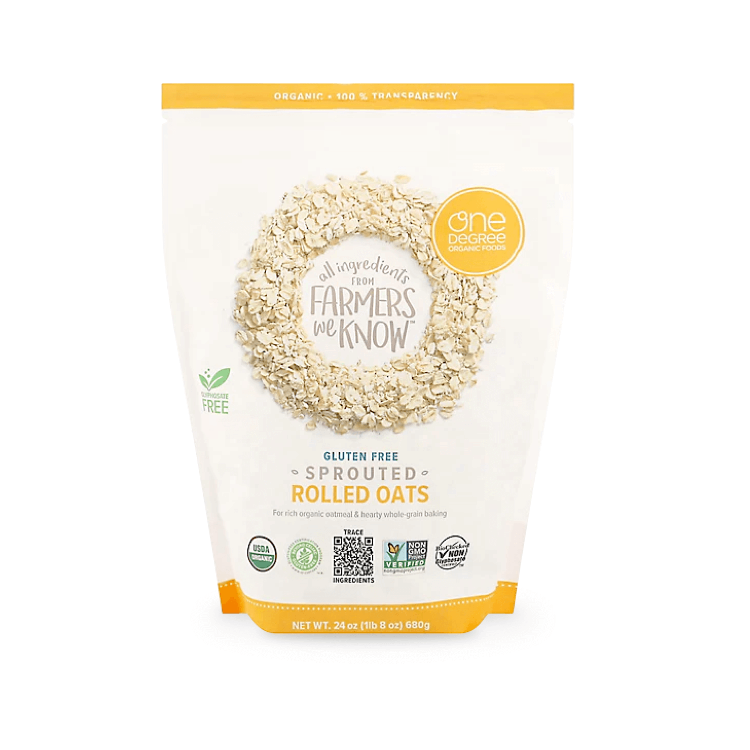 Get One Degree Organic Sprouted Rolled Oats - 24 oz Delivered | Weee ...