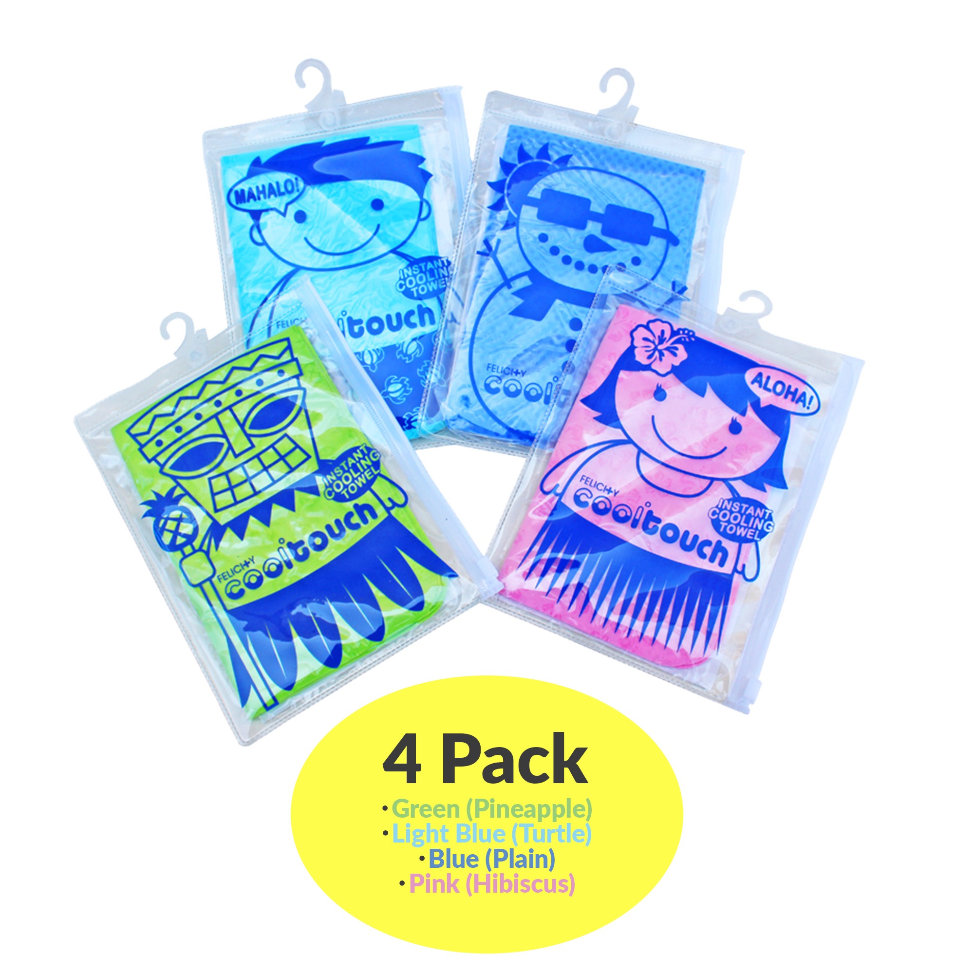 Get Cool Touch - Instant Cooling Towel - Assorted 4 Pack - Hawaiian ...