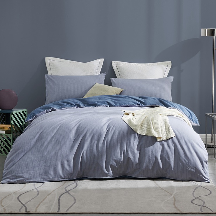 Get LUOLAI Grey blue 100% cotton 4-piece skin-friendly soft silky ...