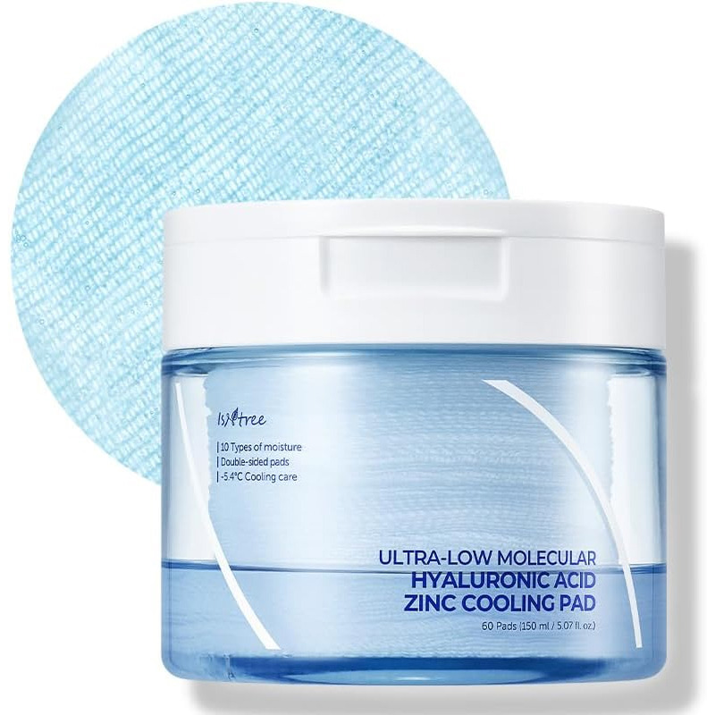 IsNtree Ultra-low Molecular Hyaluronic acid Zinc Cooling Toner Pad (60 ...