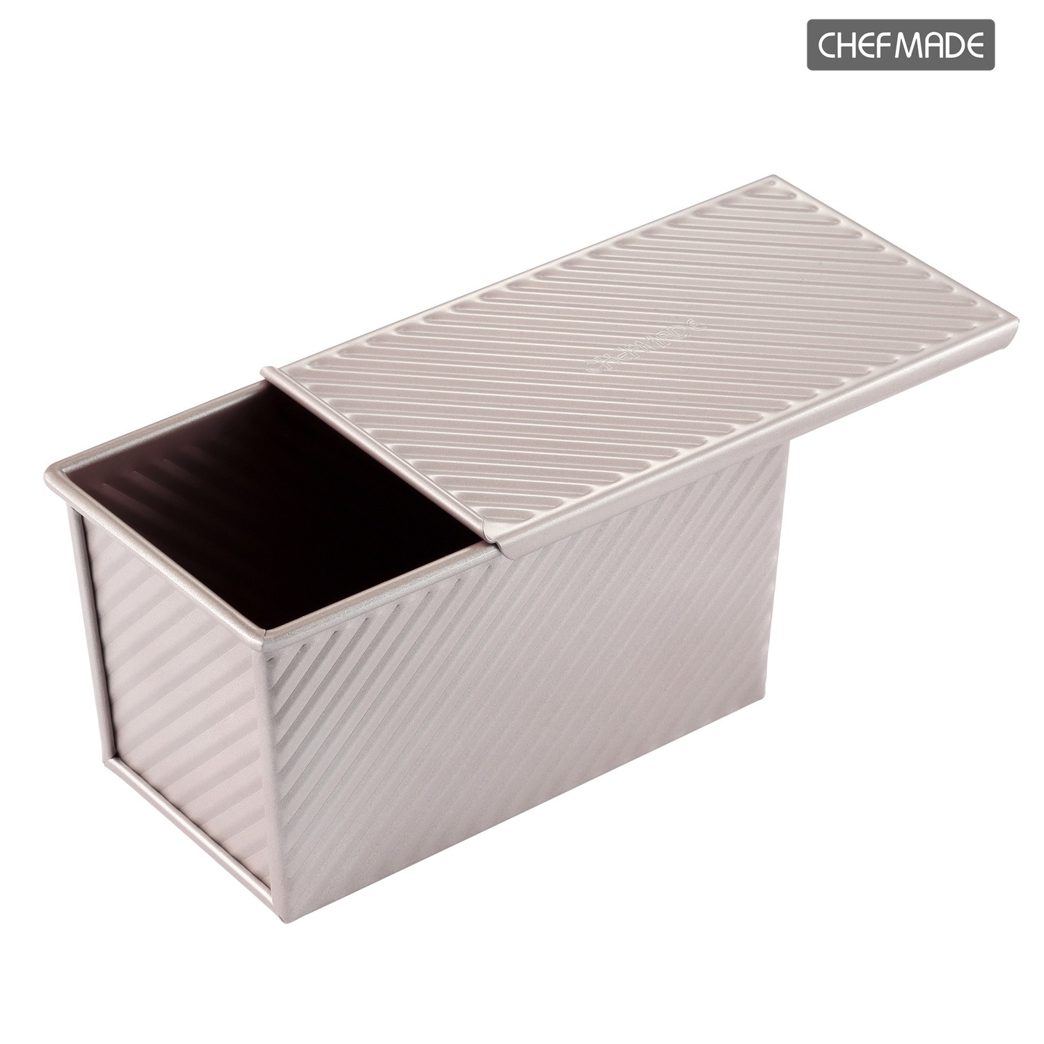 Get CHEFMADE Pullman Loaf Pan with Lid, 1Lb Dough Capacity Corrugated ...