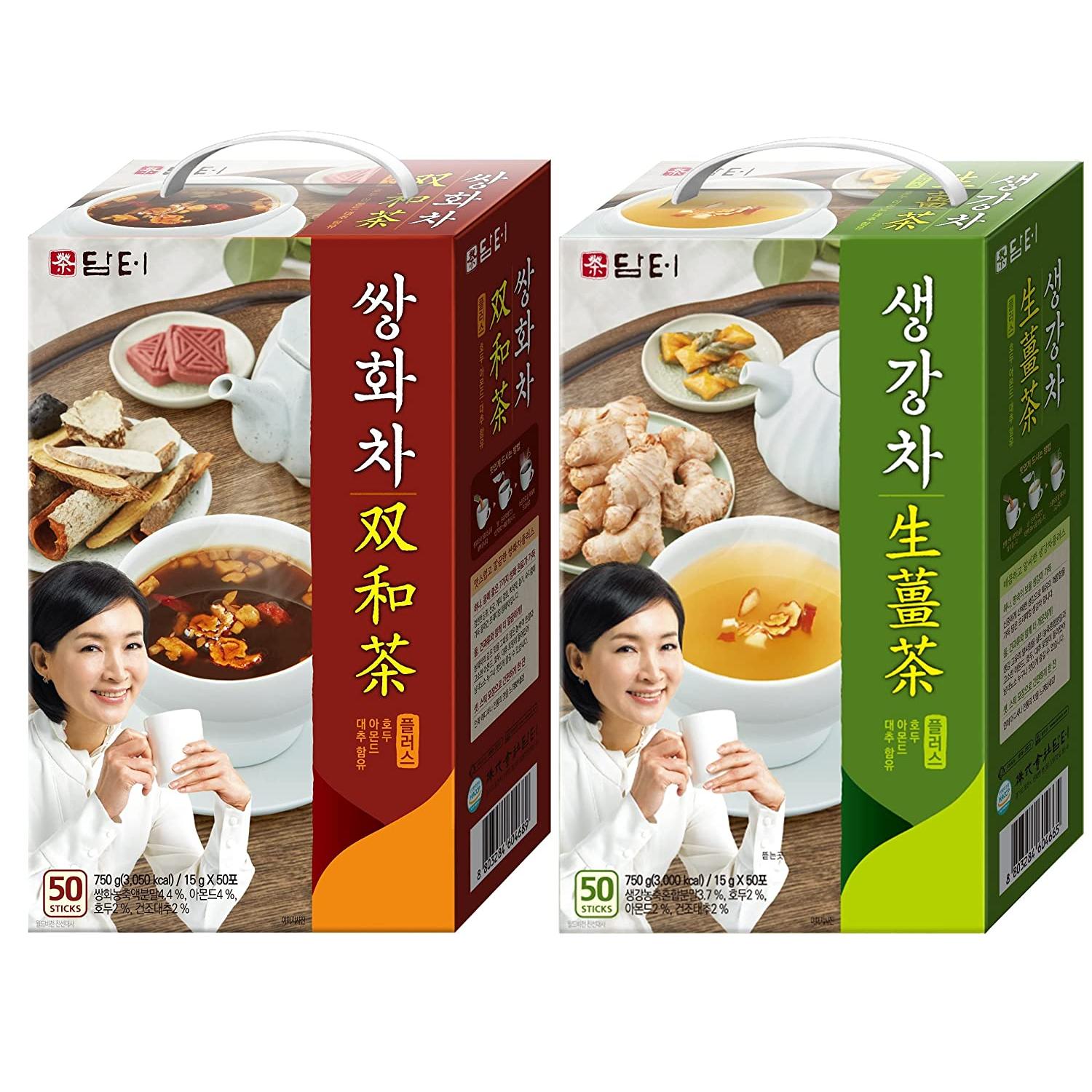 Damtuh Herbal SSanghwa 粉末茶 + 姜粉末茶 - 100 支 2 盒 - Weee!