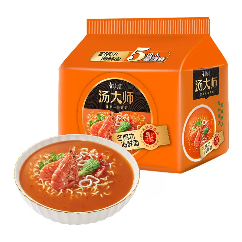 Get Master Kong Instant Noodle Soup Master Tom Yin Gong Seafood Instant noodles 115g*5 bags ...