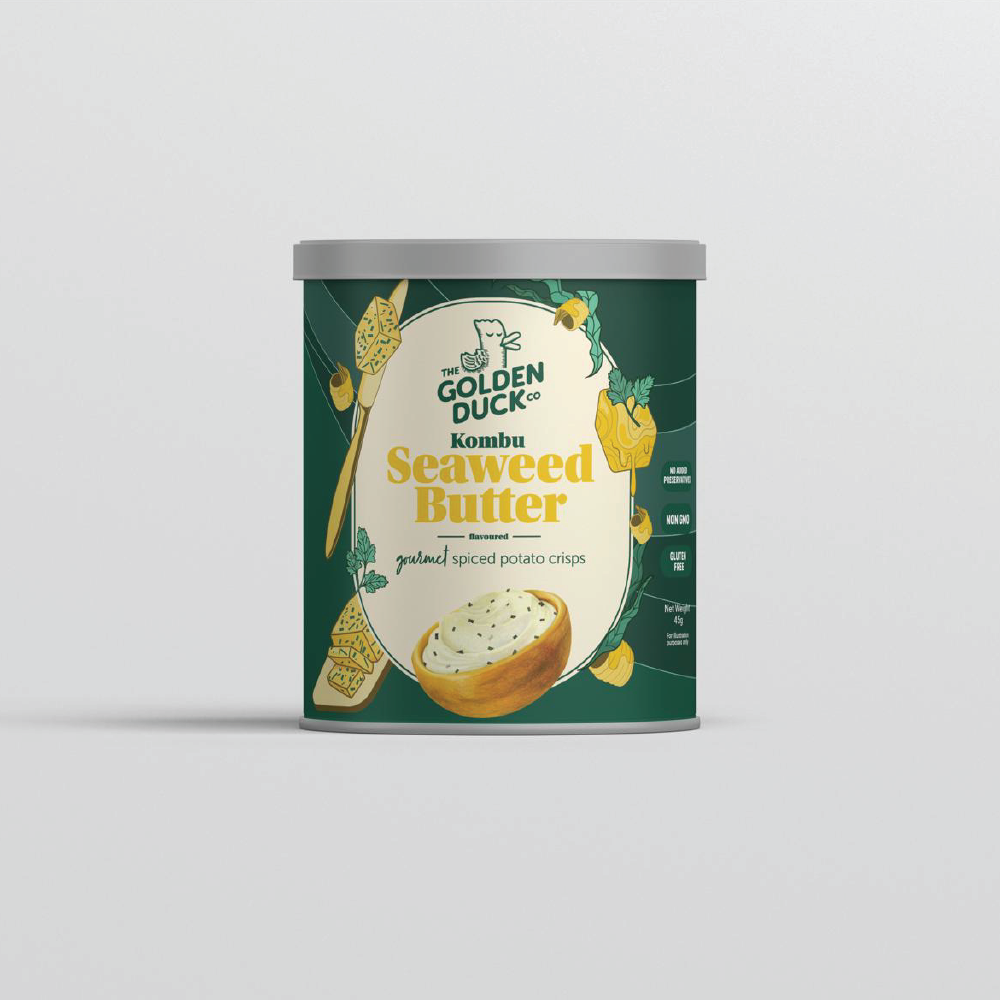 Get THE GOLDEN DUCK Gourmet Spiced Potato Crisps Kombu Seaweed Butter Flv 45g Delivered | Weee ...