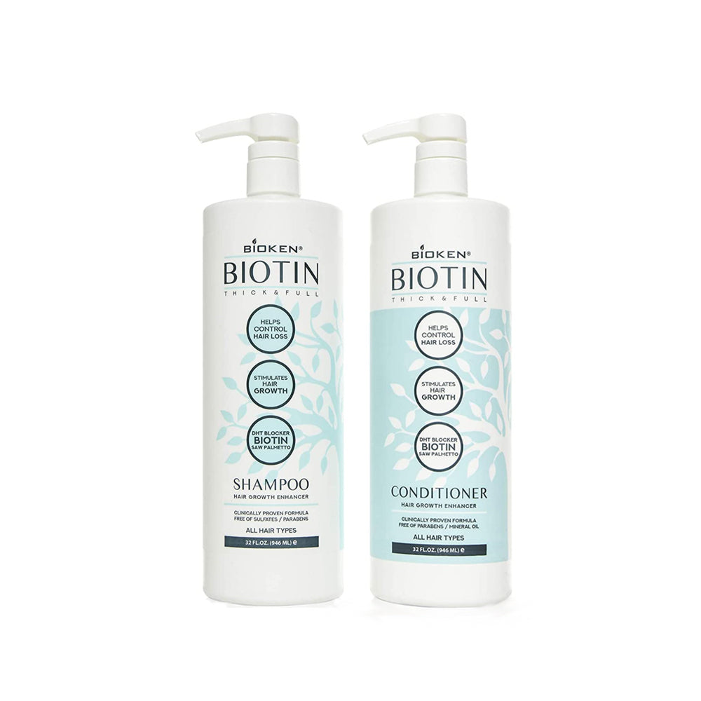 Get Bioken Biotin Thick & Full Hair Growth Shampoo and Conditioner 32oz / 1000ml Shampoo ...