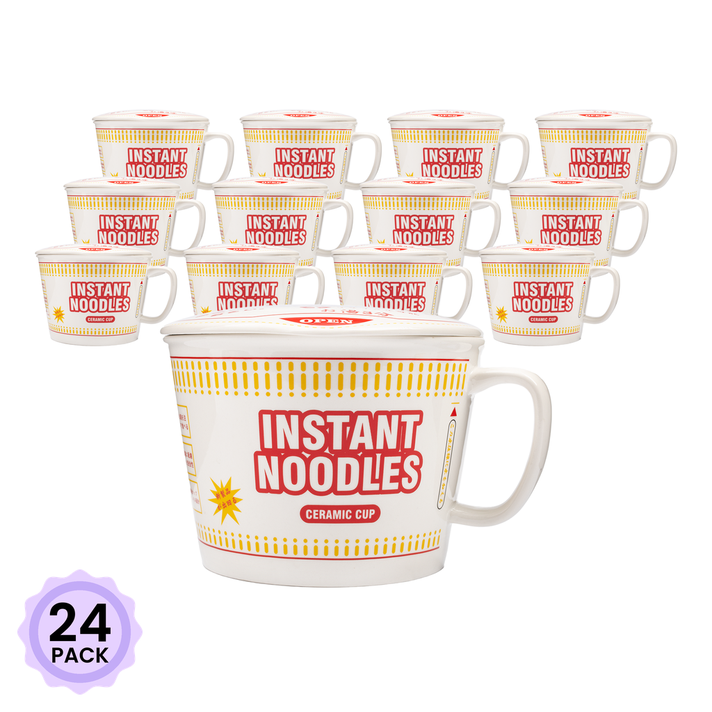 Get Ceramic Instant Noodle Bowl with Lid, Red 1 count*24 pack Delivered ...