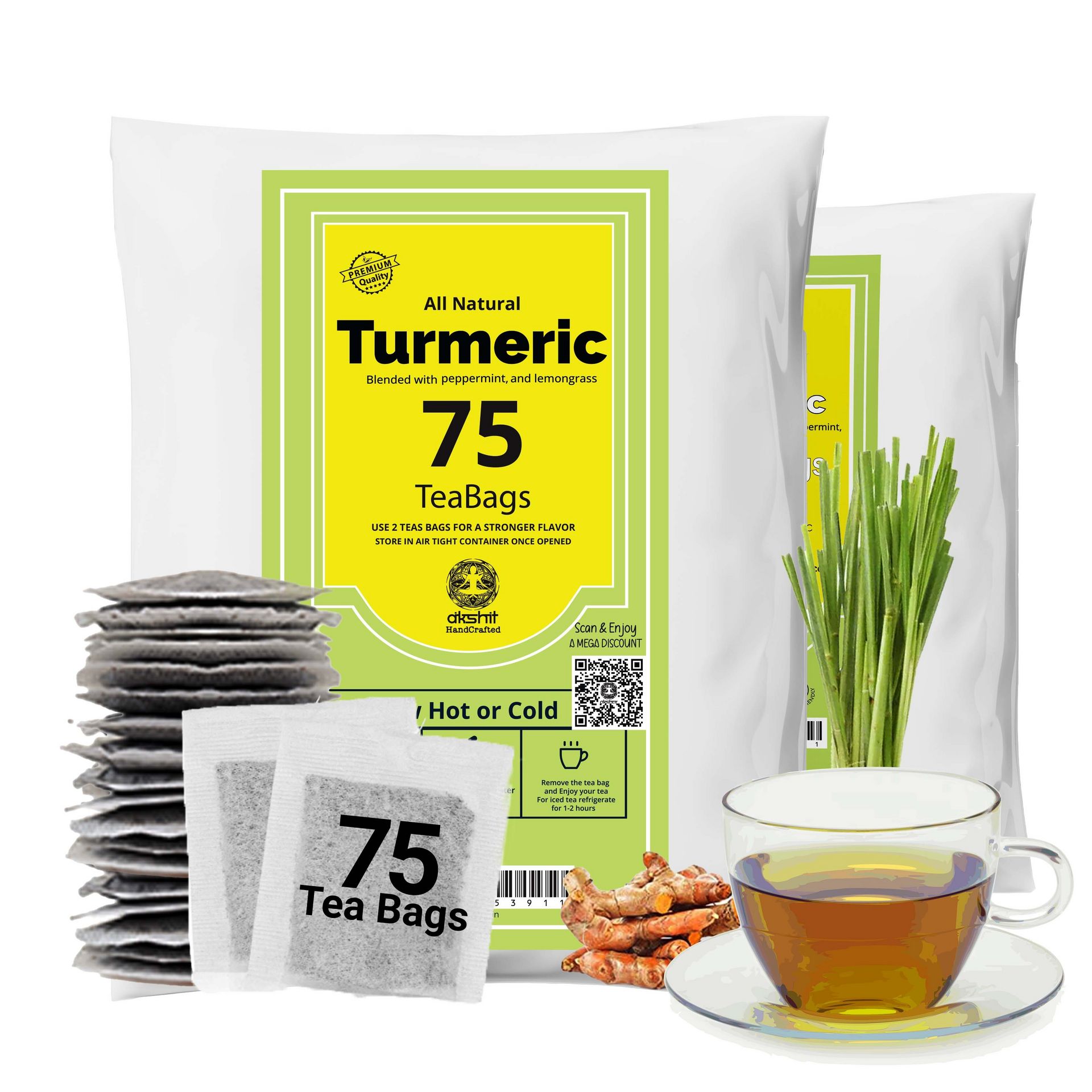 Get 150 Turmeric Tea Bags, Turmeric with Black Pepper Delivered | Weee ...