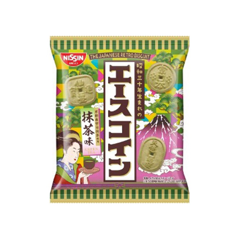 Get NISSIN Japanese Coins Ancient Coins Matcha Flavor Biscuits 75g ...